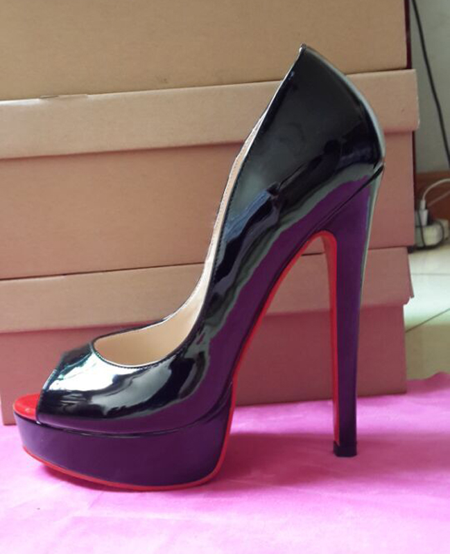 Zkshoes Women Fashion And Sexy Peep Toe High Heels Red Bottom Patent ...
